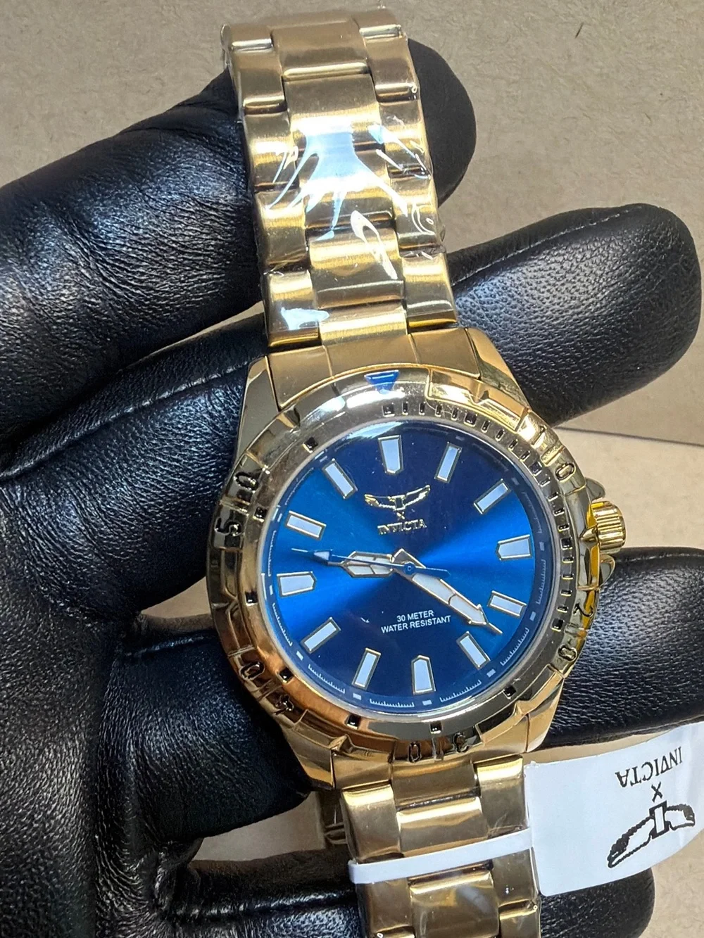Invicta | Accessories | Invicta Goldtone Bracelet Watch With Blue ...